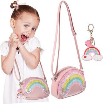 Frcolor Sac Pour Enfants Sac à Main Arc-en-ciel Brillant Faux Cuir