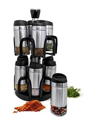 Nerthus Kitchenware FIH 529 Gewürzkarussell, drehbar, mit 12 Gläsern, aus Edelstahl, Glas