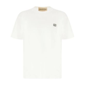 Valentino Garavani Homme, Tops, Blanc, Taille: M Vlogo Patch T-Shirt