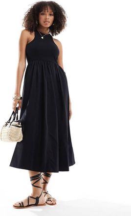 Vero Moda Robe longue 2-en-1 en coton et jersey avec dos nageur - Noir