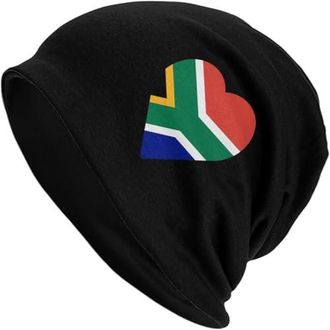 Generic Bonnet Tricoté Coeur du Drapeau De LAfrique du Sud Élégant Knit Cuffed Beanie Confortable Chapeau pour À Pied Course La Rue