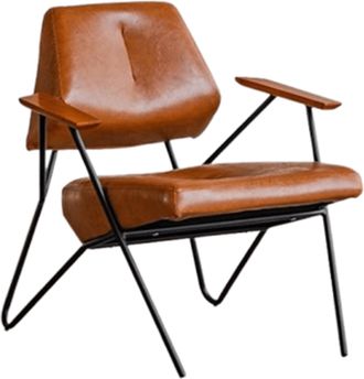 Generic Iron Cafe Moderner Akzentstuhl Mit Holzarmlehnen - Mid-Century-Stil for Wohnzimmer, Balkon, Bar(Khaki)