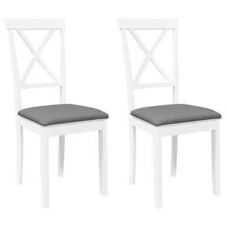vidaXL Sedie Da Pranzo Con Cuscini 2 Pz Bianco Legno Massello Di Hevea - Vidaxl