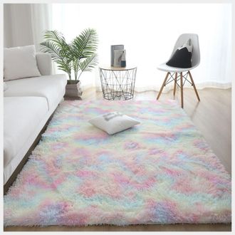 Generic Flächenteppiche, Weicher Wohnzimmerteppich, rutschfest, Flauschig, Schlafzimmerteppich, Zottelige Fußmatten, Groß für Flur und Schlafzimmer,2,100 * 18