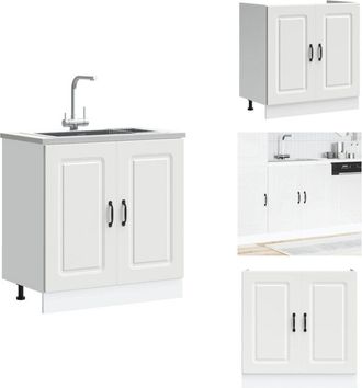 vidaXL Sp&uuml;lenunterschrank Kalmar Wei&szlig; 80x46x81,5 cm Holzwerkstoff - Sp&uuml;lenunterschrank - Sp&uuml;lenunterschr&auml;nke - K&uuml;chenunterschrank - K&uuml;chenschrank