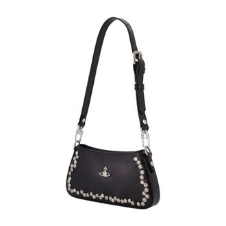 Vivienne Westwood Womens Tasha Shoulder Bag - Vivienne Westwood Leather Black Calfskin Shoulder-Hobo-Bags