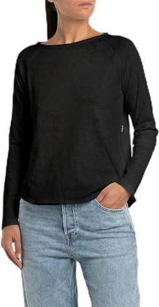Replay chemise à manches longues pour femmes en coton, noir 098 (noir), L