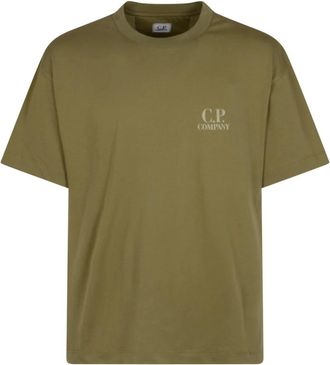 C.P. Company C.p. Company, Homme, Tops, Vert, Taille: L T-Shirt Logo Manches Courtes en Jersey 30/1