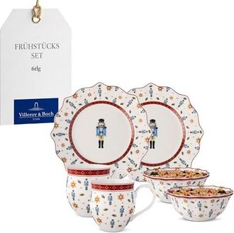 Villeroy & Boch Toys Delight Fr&uuml;hst&uuml;cks-Set f&uuml;r 2 Nussknacker 6-teilig Bunt, Weihnachten, Geschirr Set mit Fr&uuml;hst&uuml;ckstellern, Tassen und Sch&uuml;sseln, Weihnachtsgeschirr