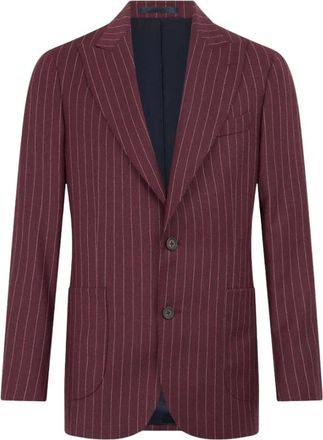 Brooks Brothers Homme, Vestes, Rouge, Taille: XL Blazer à rayures en laine vierge