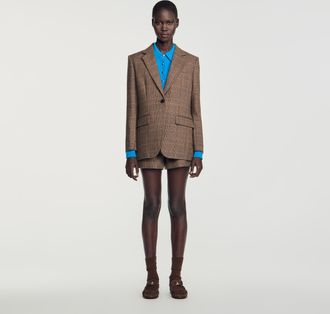 Sandro Veste en laine &agrave; carreaux