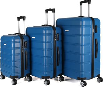 Royalty Line Set mit 3 Koffern, ultraleichtes, starres ABS, 4 um 360&deg; drehbare R&auml;der - Gr&ouml;&szlig;e S 55 x 38 x 18 cm, M 67 x 44 x 24 cm, L 76 x 49 x 28 cm, Doppelgurte, 
