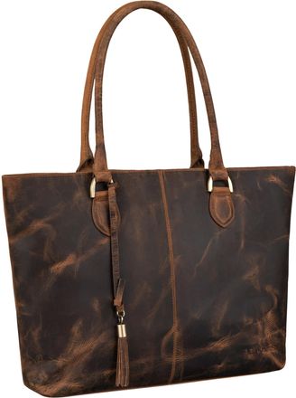 STILORD Callie Echt Leder Shopper Tasche Damen Handtasche Gro&szlig; - Tote Bag Leder-Tasche Vintage Schultertasche Frauen Henkeltasche Arbeitstasche mit Laptopfach