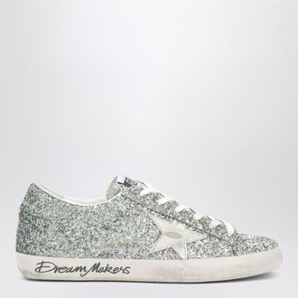 Golden Goose Super-Star Sneakers aus silbernem Glitzer mit D&eacute;grad&eacute;-Effekt