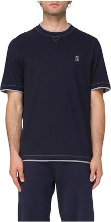 Brunello Cucinelli Homme, Tops, Bleu, Taille: L T-Chemises