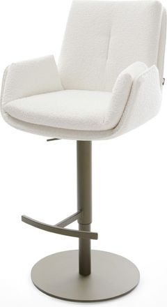 DELIFE Barstuhl Clea-Flex Boucl&eacute; Creme-Wei&szlig; Drehfu&szlig; h&ouml;henverstellbar Metall Titanfarben, Barst&uuml;hle
