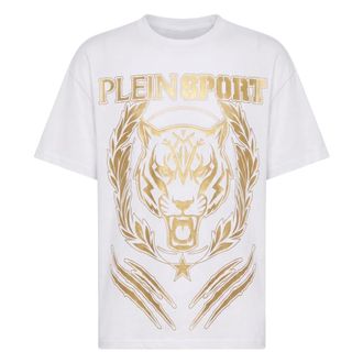 Plein Sport Homme, Sport, Blanc, Taille: XL T-Shirt Col Rond SS Tiger