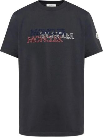 Moncler Homme, Tops, Noir, Taille: L SS T-Shirt 778 en Bleu