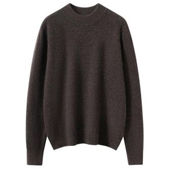 Dissa Pull Cachemire Femme Col Rond Uni Tricot&eacute; en Vrac Manches Longues Fin Pull en Cachemire et Laine,Marron fonc&eacute;,EU 42,MS528