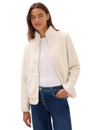 Cecil 3227471 Veste Douce avec Fermeture &eacute;clair, Teddy Vanilla White, M Femme