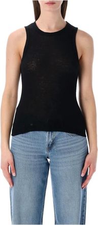 James Perse Femme, Tops, Noir, Taille: 38 FR Cotton Cashmere Rib Shell Top