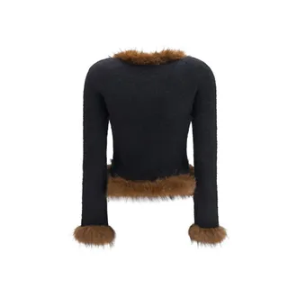 Self Portrait Womens Blue Cotton Cardigan Clothing