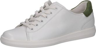 Caprice Damen Sneaker flach aus Leder Low Top, Weiß (White/Green), 37.5 EU