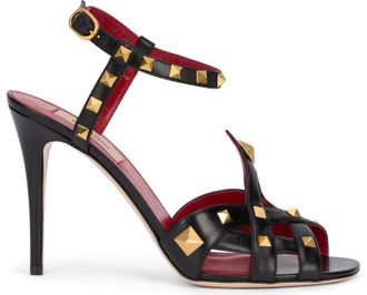Valentino Garavani Womens High-Heeled Sandals Black Cow Hide