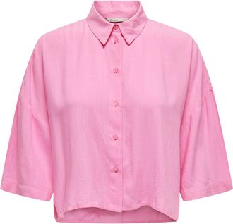 Only Damen Onlastrid Life 2/4 Cropped Shirt WVN Blusenshirt, Begonia Pink, Medium