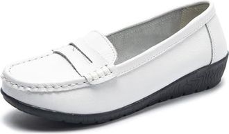 Generic Mocassins confortables et d&eacute;contract&eacute;s pour femme, mocassins classiques en cuir pour femme pour le travail daffaires, blanc, 40.5 EU