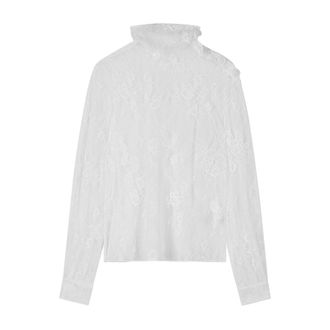 Patrizia Pepe Femme, Blouses et Chemises, Blanc, Taille: 36 FR Blouse en dentelle florale