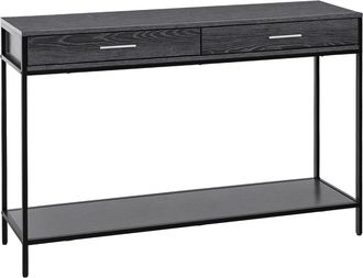 HOMCOM Konsolentisch Eingangstisch Beistelltisch 2 Schubladen Unterregal Stahl Grau 120 x 30 x 81,5 cm