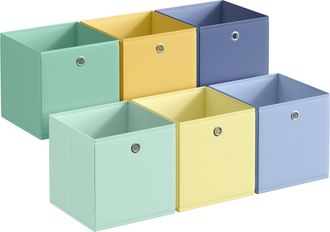 Songmics Aufbewahrungsbox, 6er Set, Ordnungsboxen, geruchsneutral, Faltbox, 30 x 30 x 30 cm, Stoffbox, f&uuml;r W&uuml;rfelregal, Organizer bunt, Aufbewahrungskorb, f&uuml;r 