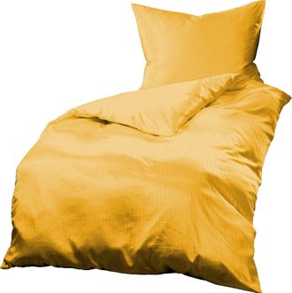 Gerald Wittmann Bettw&auml;sche 140x200 cm + 70x90 cm, Mikrofaser Seersucker, Uni Gelb