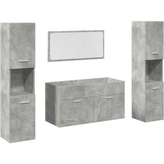 vidaXL 4-tlg. Badm&ouml;bel-Set Betongrau Holzwerkstoff vidaXL218421