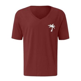 Generic T-shirt &agrave; col en V pour hommes, grande taille, t-shirt graphique l&eacute;ger et respirant &agrave; manches courtes, coupe d&eacute;contract&eacute;e, couleur unie, t-shirt de sp