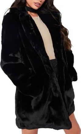 Generic Manteau dhiver pour femme, veste chaude en fausse fourrure avec doublure intérieure et boutons, élégante et duveteuse