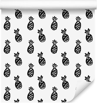 OEM Carta Da Parati Con Ananas, Bianca E Grafite, Per Soggiorno E Camera Da Letto, 50x1000 Cm