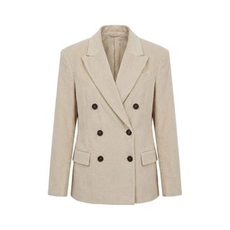 Brunello Cucinelli Zweireihiger Cord-Blazer - - Jackets - Damen - Beige - S
