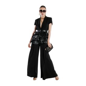 BABYLON Femme, Vestes, Noir, Taille: 38 FR Pantalon large oversize