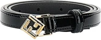 Fendi G&uuml;rtel - Narrow Patent Leather Belt With Geometric Buckle - Gr. 85 - in Schwarz - f&uuml;r Damen