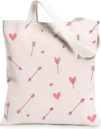 Generic Sacs fourre-tout r&eacute;utilisables en toile pour la Saint-Valentin, motif t&ecirc;te de fl&egrave;che, sac de courses r&eacute;utilisable, l&eacute;ger et lavable, toile pour voyage