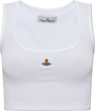 Vivienne Westwood Femme, Tops, Blanc, Taille: 42 FR Haut avec logo brod&eacute;