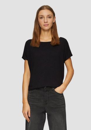 s.Oliver Kurzarmshirt T-Shirt Fließendes Jersey-Shirt mit überschnittenen Schultern