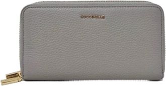 Coccinelle Femme, Accessoires, Gris, Taille: ONE Size Portefeuille zipp&eacute; doux m&eacute;tallis&eacute;