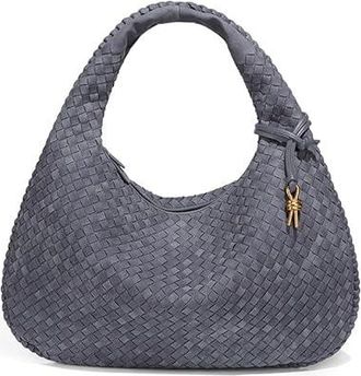 Generic Sac fourre-tout tiss&eacute; pour femme, sac &agrave; main Hobo en cuir v&eacute;g&eacute;talien, grand sac &agrave; bandouli&egrave;re sous les bras, sac &agrave; main triangulaire tress&eacute; pour lhive