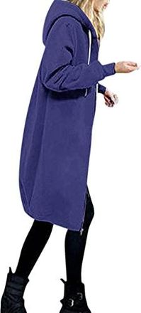 Generic Vestes &agrave; capuche pour femmes, manteau dautomne et dhiver, poches chaudes, cordon de serrage, fermeture &eacute;clair, cardigan long &agrave; capuche, haut dext&eacute;rieu