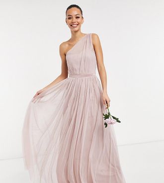 Anaya with Love Tall Anaya With Love Tall - Demoiselle dhonneur - Robe longue asym&eacute;trique en tulle - Rose