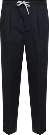 Brunello Cucinelli Homme, Pantalons, Bleu, Taille: XL Gabardine Drawstring Pantalons