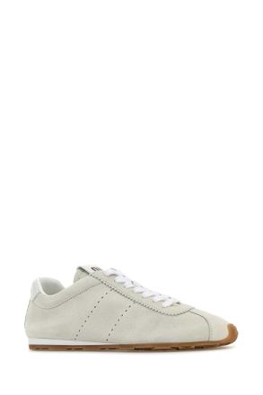 Miu Miu Womens White Suede Plume Sneakers Bianco Vitello